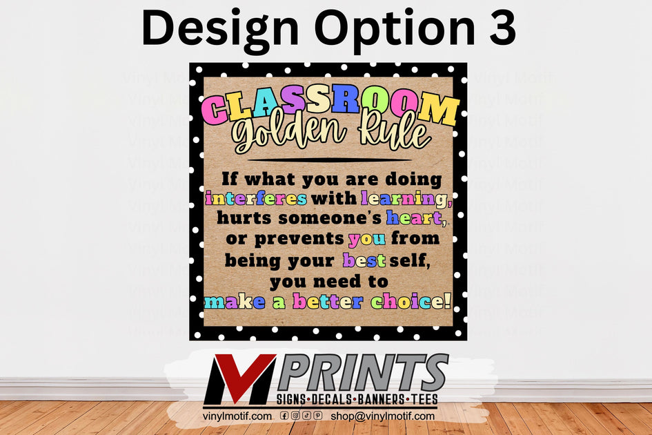 Classroom Golden Rule Bulletin Board- Square – Vinyl Motif, LLC
