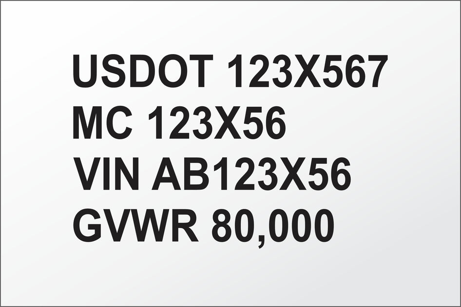 USDOT, MC, VIN, GVWR Number Decal Set (Set of 2) – Vinyl Motif, LLC